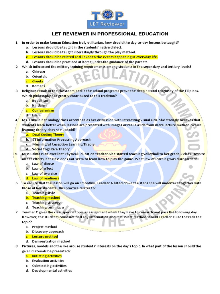 LET Reviewer in Professional Education 2nd Batch | PDF | Learning ...