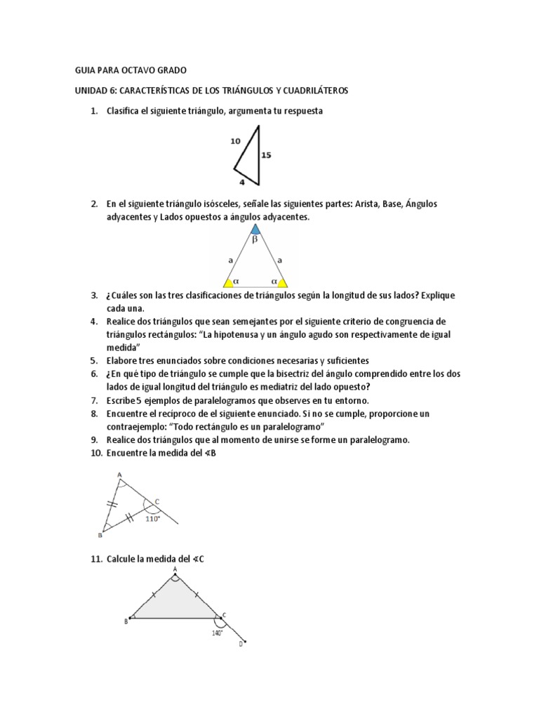Guia para Octavo Grado | PDF | Triángulo | Rectángulo