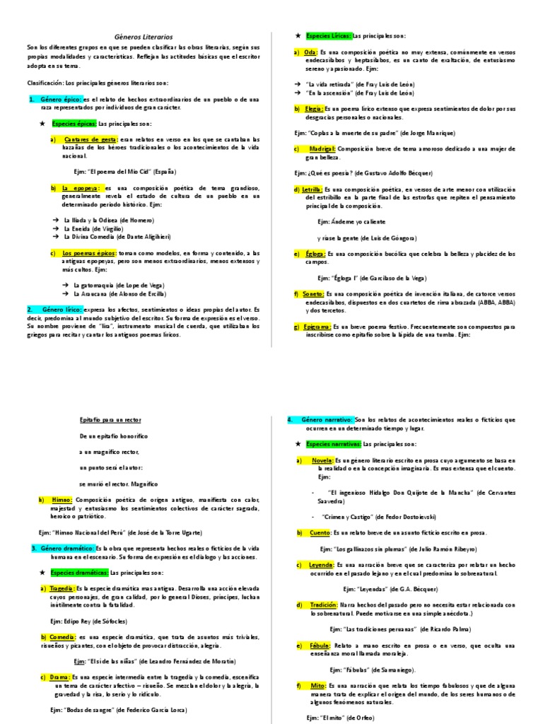 Géneros Literarios | Descargar gratis PDF | Poesía | Poesía épica