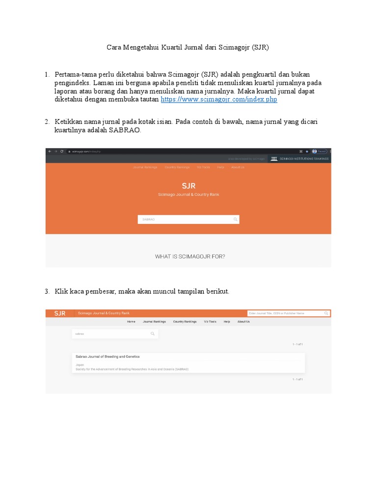 Cara Mengetahui Kuartil Jurnal Dari Scimago | PDF