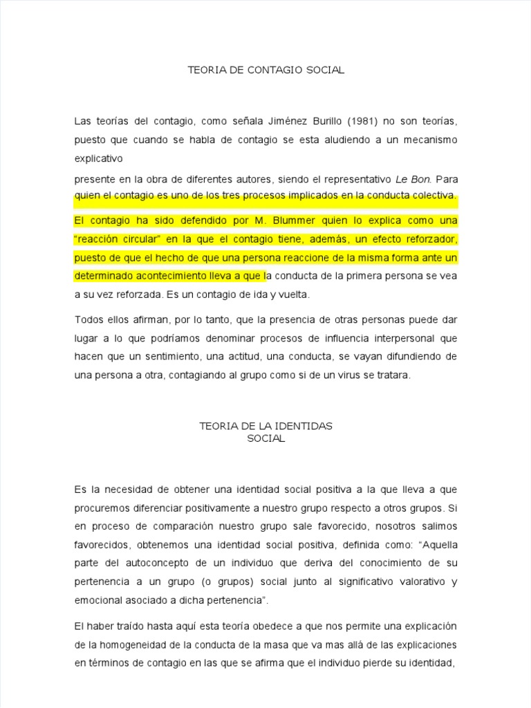 PDF Teoria de Contagio Social | PDF | Comportamiento | Las emociones