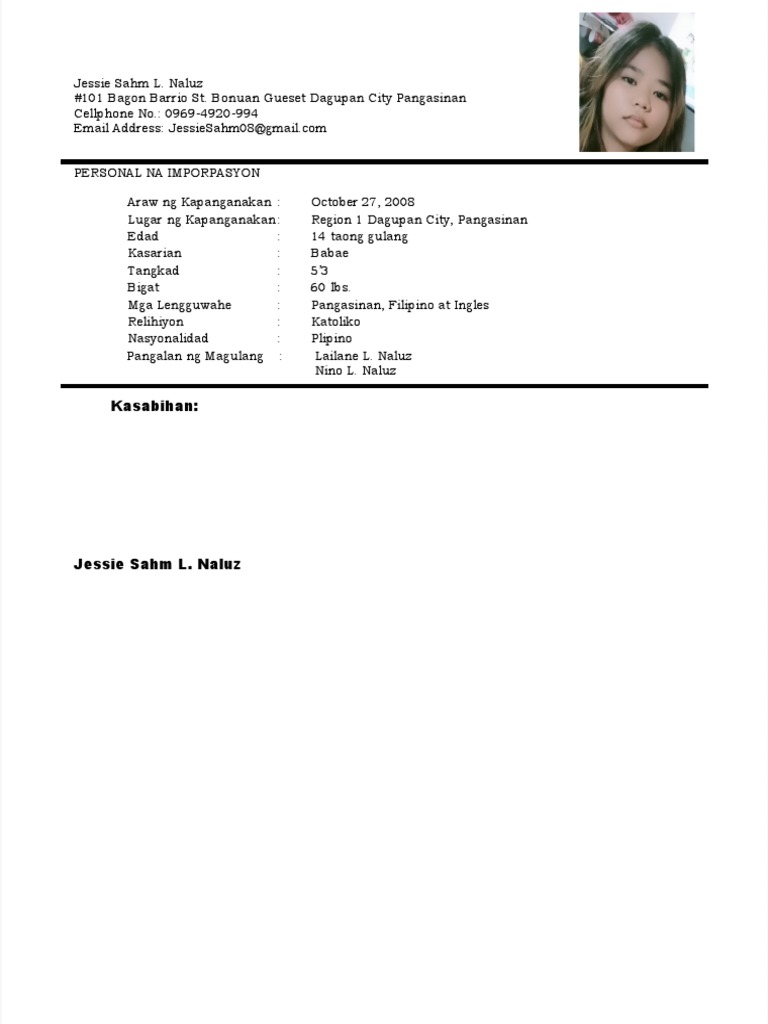 Halimbawa NG Liham Aplikasyon at Resume | PDF