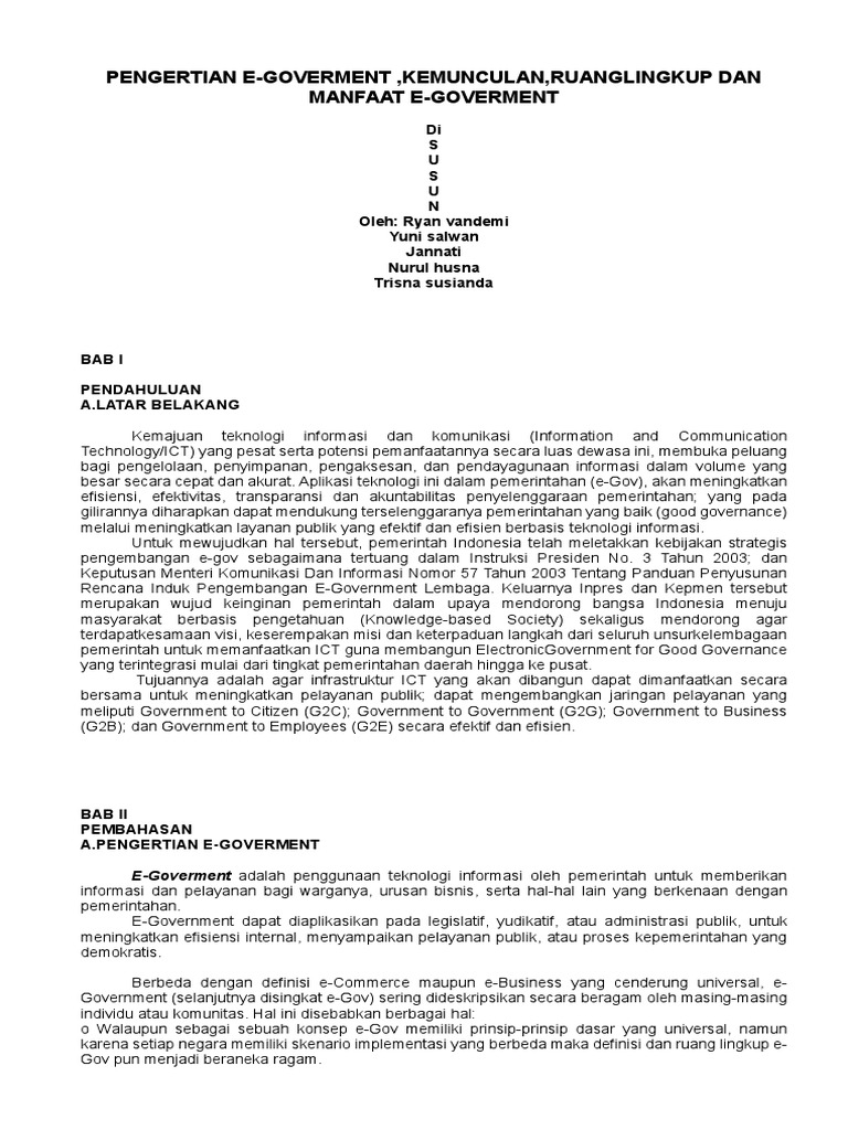 Pengertian Dan Ruang Lingkup E-Government | PDF
