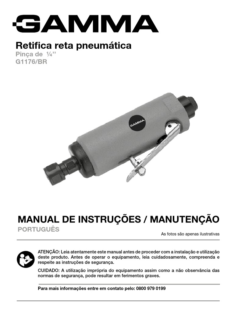 Manual Retifica Pneumatica Reta 1 4 22000rpm g1176 BR Gamma | PDF ...