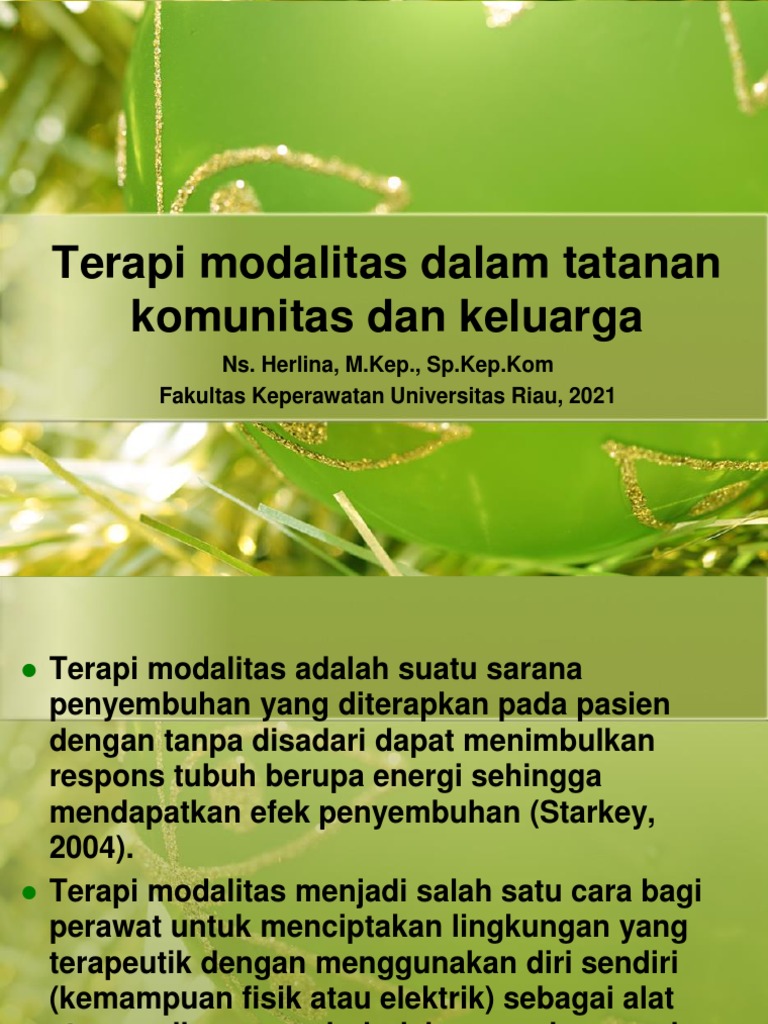 Terapi Modalitas untuk Keluarga dan Komunitas | PDF | Kesehatan Holistik