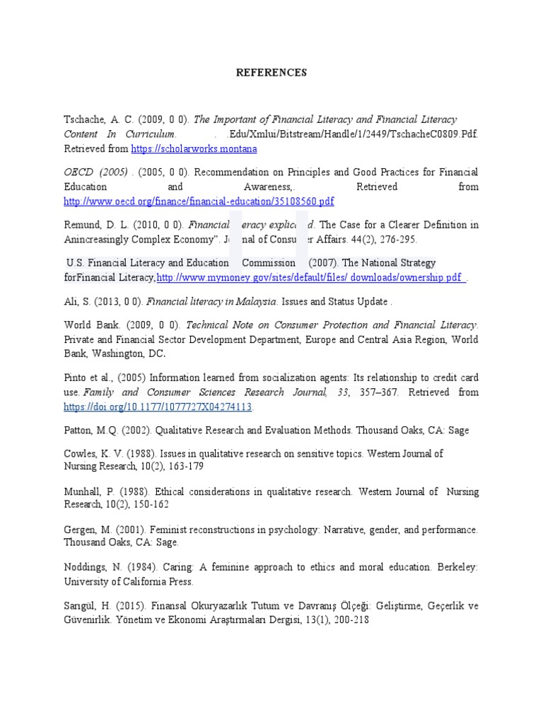 Financial Literacy Research References | PDF | Financial Literacy ...
