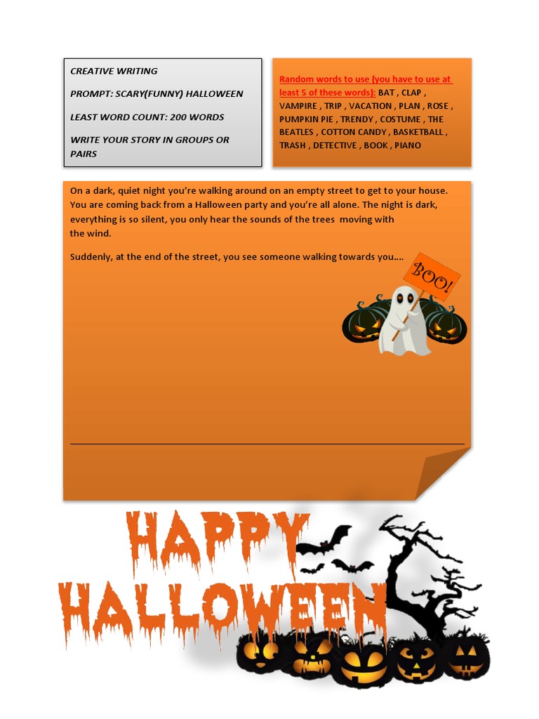 Creative Halloween Writing Fun Activities Games Grammar Drills Writing ...
