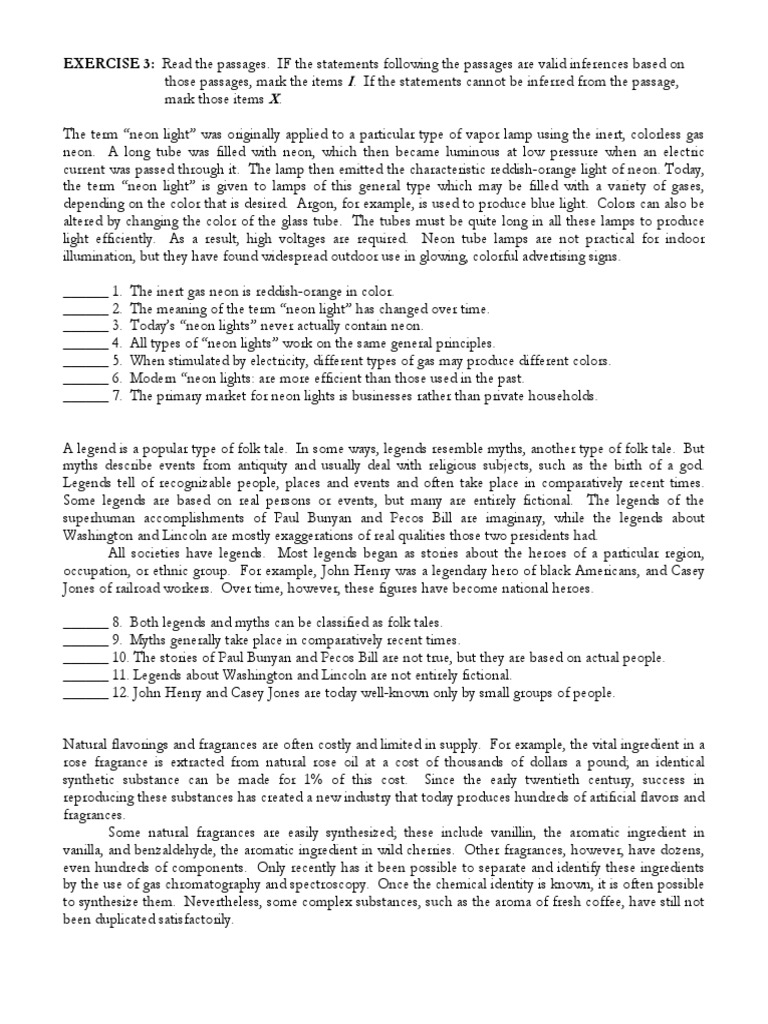 Inferring Exercise For Students Session 4 | PDF | Chemistry