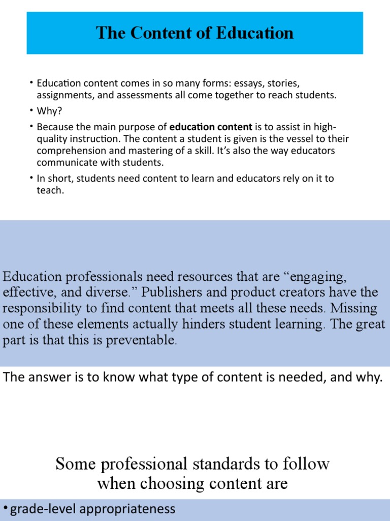 The Content of Education | PDF | Teaching Method | Teachers