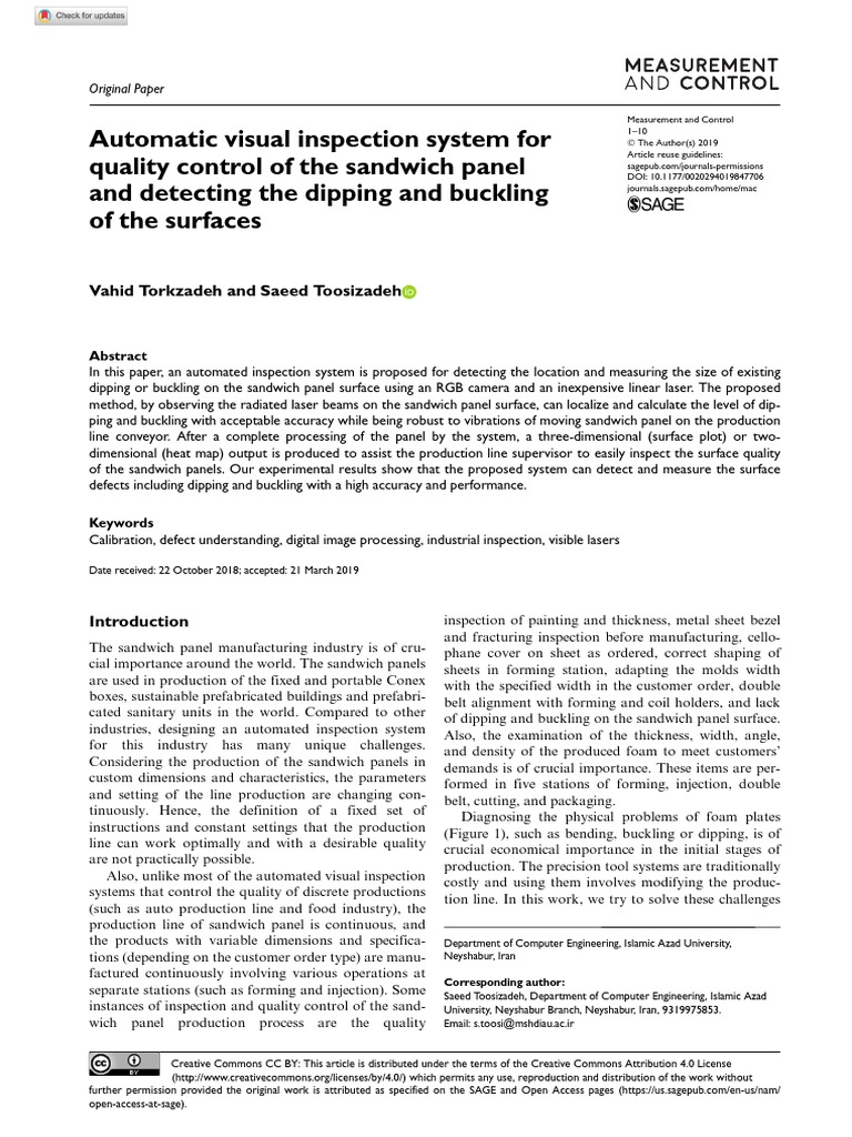 Automatic Visual Inspection System For Quality Con Pdf Artificial
