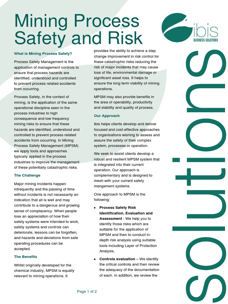 Mining Process Safety Management | PDF | Risk | Safety