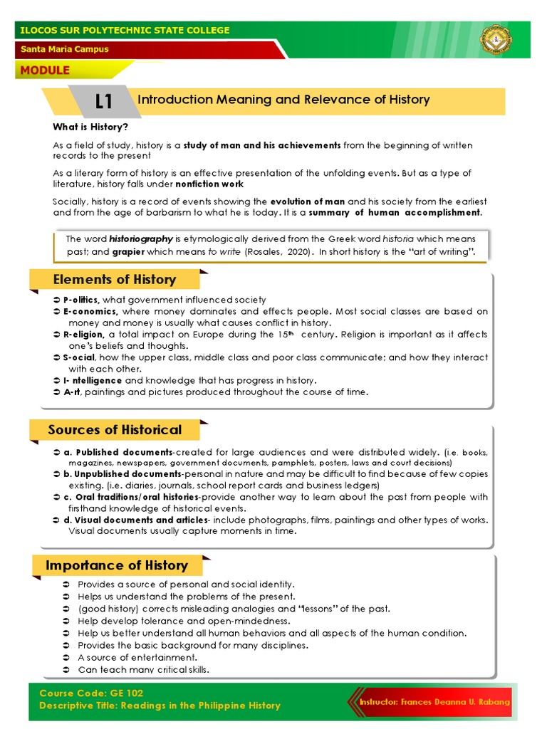 Introduction Meaning and Relevance of History | Descargar gratis PDF ...