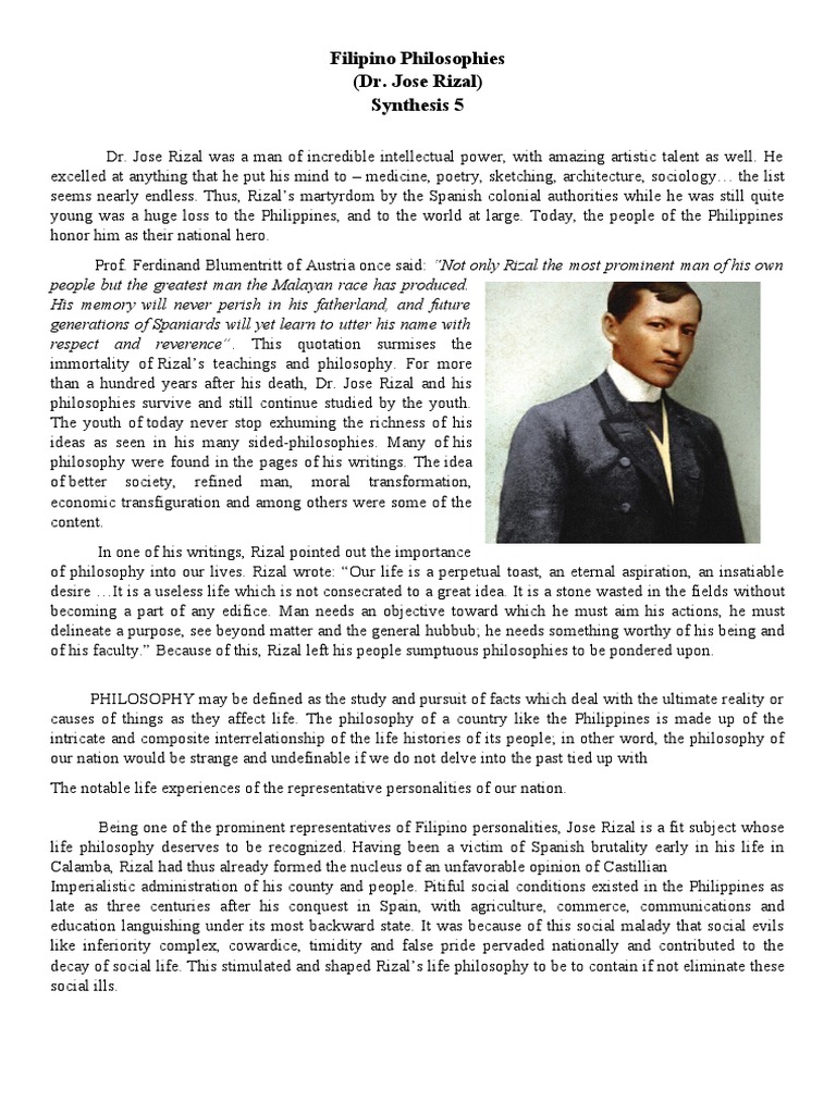 Filipino Philosophies (Jose Rizal) | PDF | Philippines | Political ...