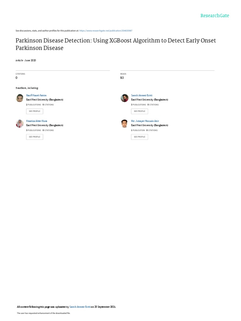 Parkinson Disease Detection | PDF | Machine Learning | Parkinson's Disease