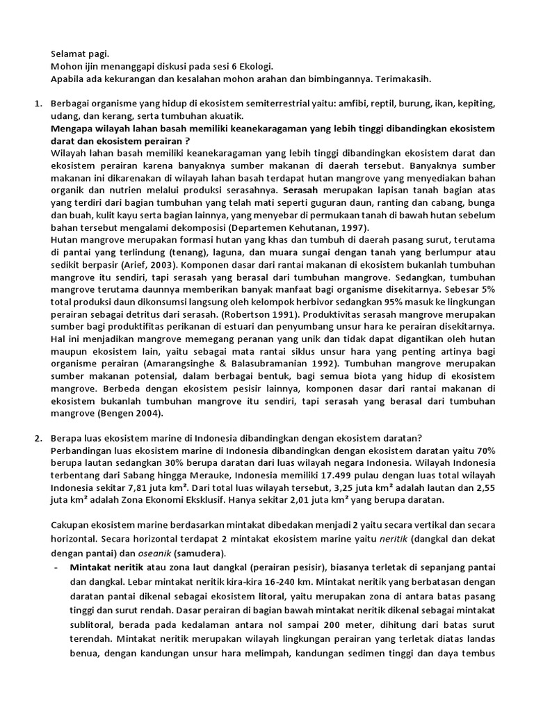 Sesi 6 Diskusi 6 Ekologi | PDF