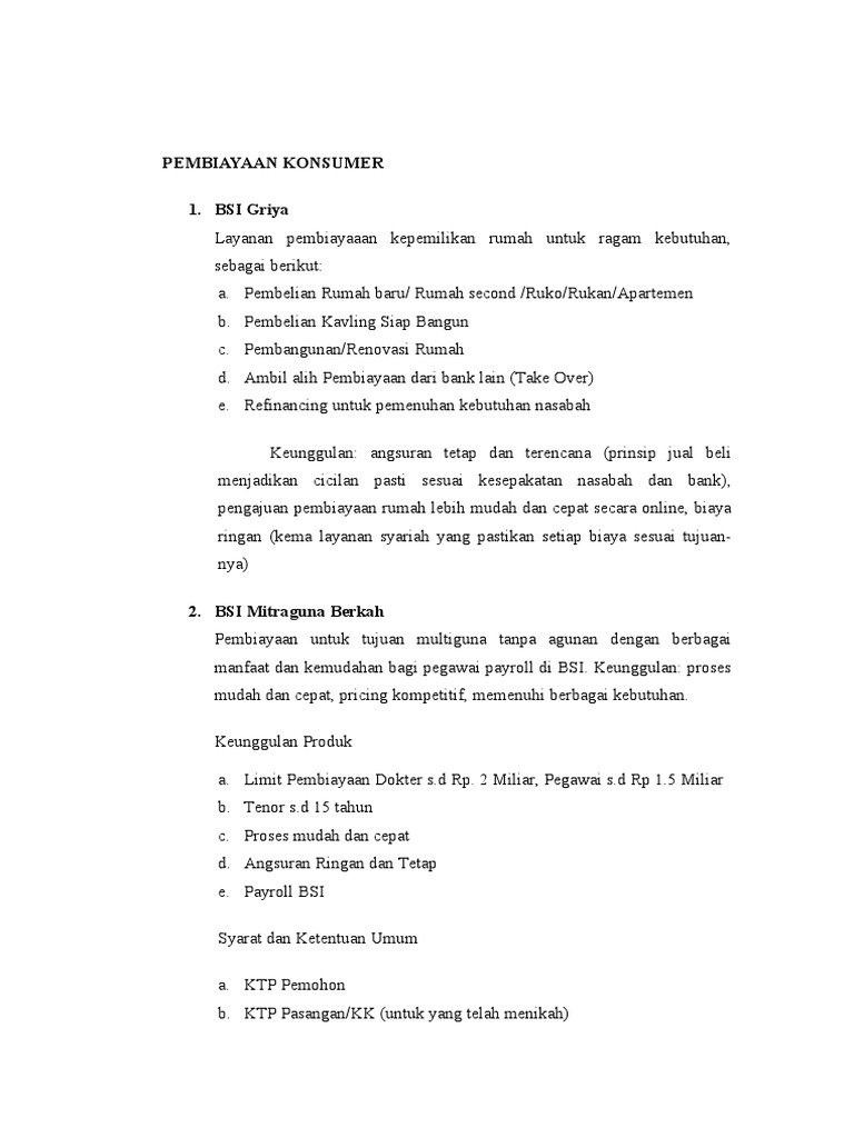 Pembiayaan Konsumer | PDF