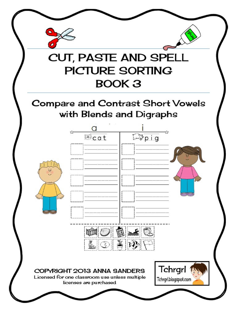 Cutand Paste Spell Phonics Picture Sorting Worksheets Blends Digraphs ...