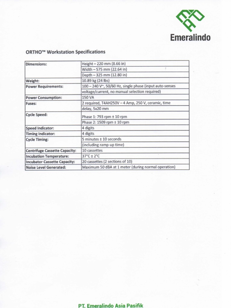 Spesifikasi Ortho Workstation | PDF