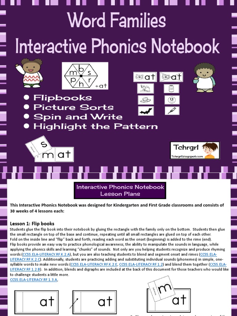 Free Interactive Phonics Notebook Word Families 1 Week 4 Lessons Sample ...