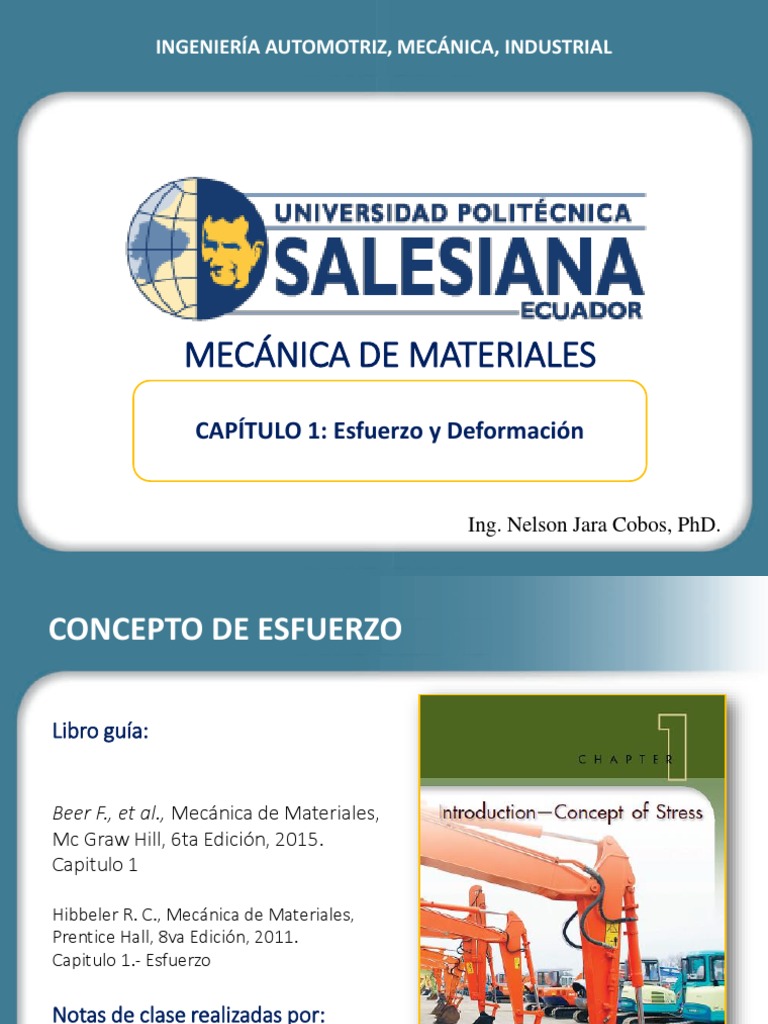 F. Mecanica de Materiales - Capitulo 1. Concepto de Esfuerzo - Completo | PDF | Resistencia de ...