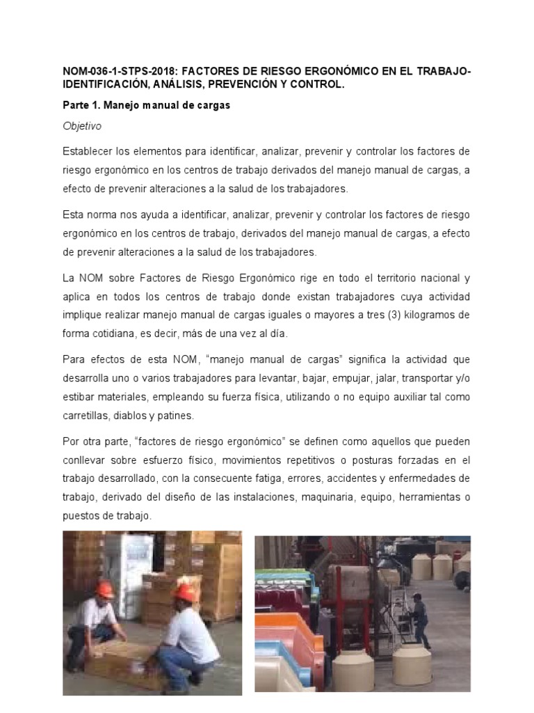 Nom 036 STPS | PDF | Factores humanos y ergonomía