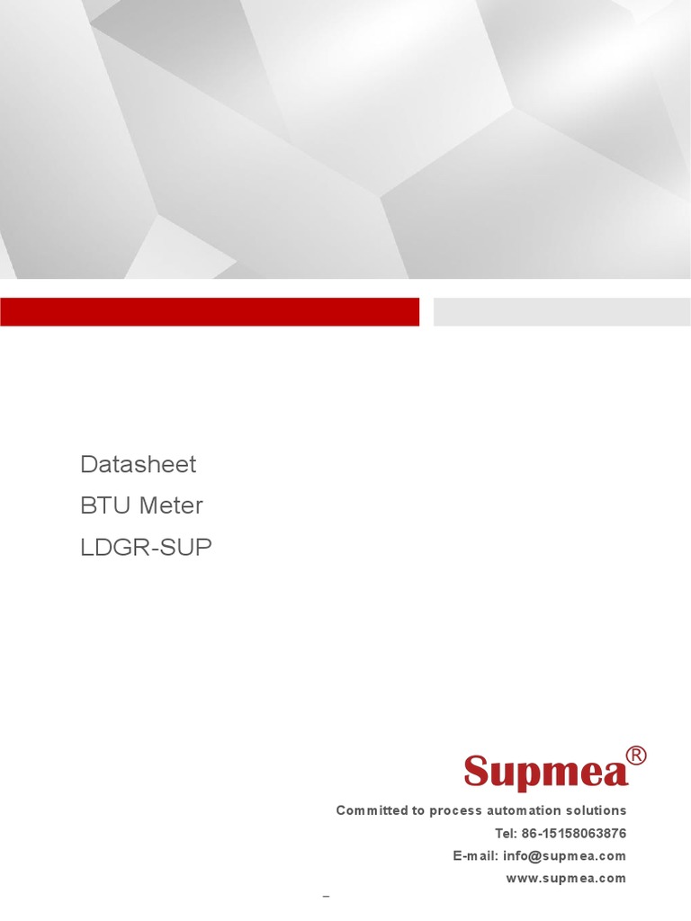 BTU Meter Datasheet | PDF | Flow Measurement | Chlorine