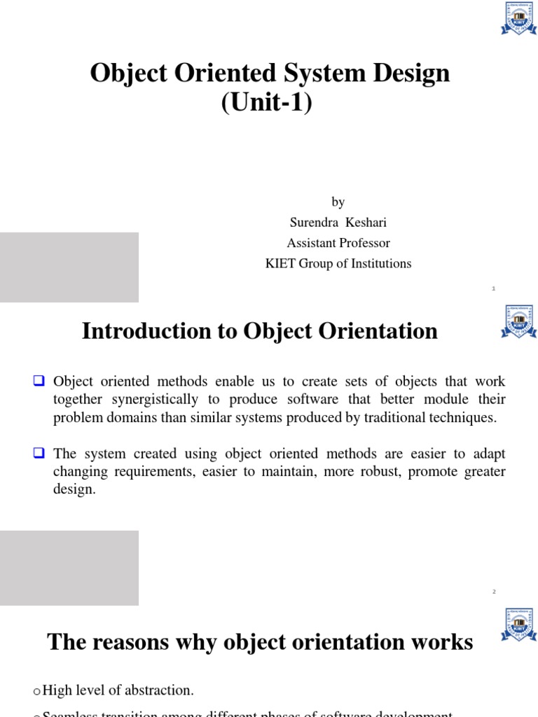 Unit 1 Lecture Ppt Notes Pdf Object Oriented Programming Class 5845