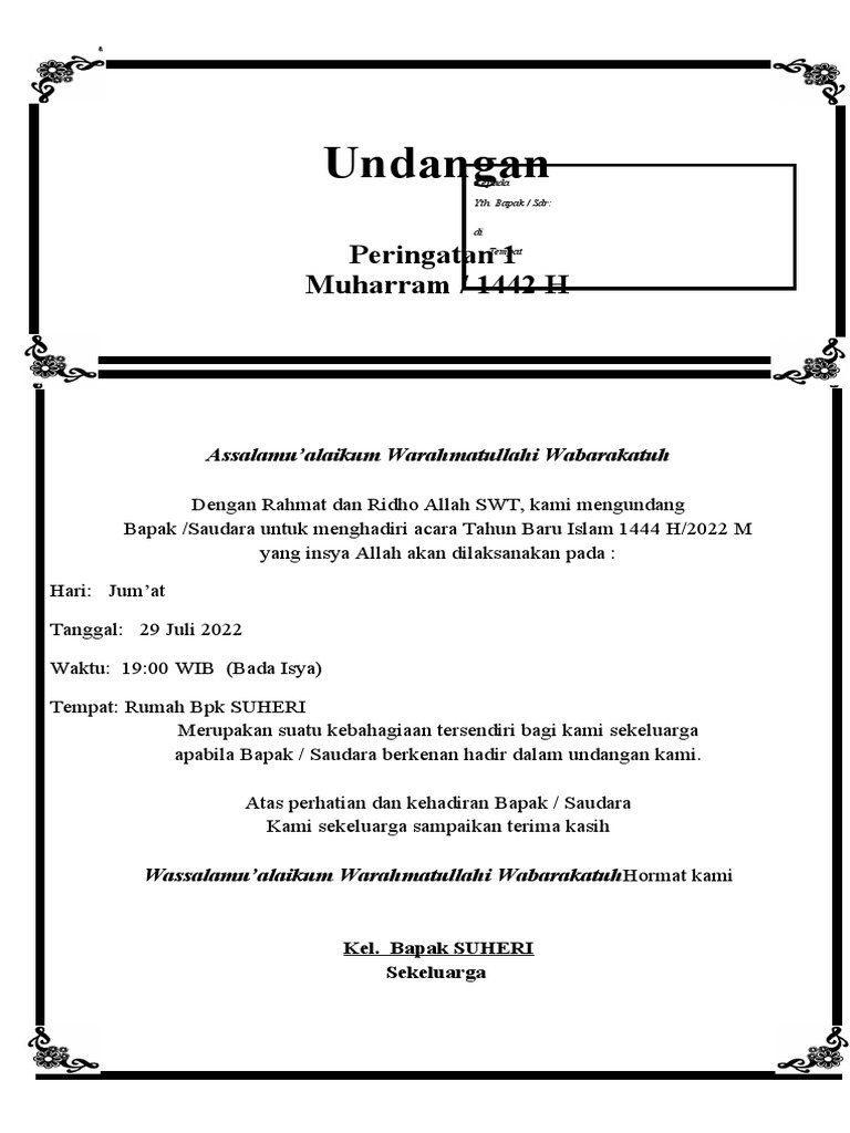 Undangan 1 Muharram Punya Adel | PDF