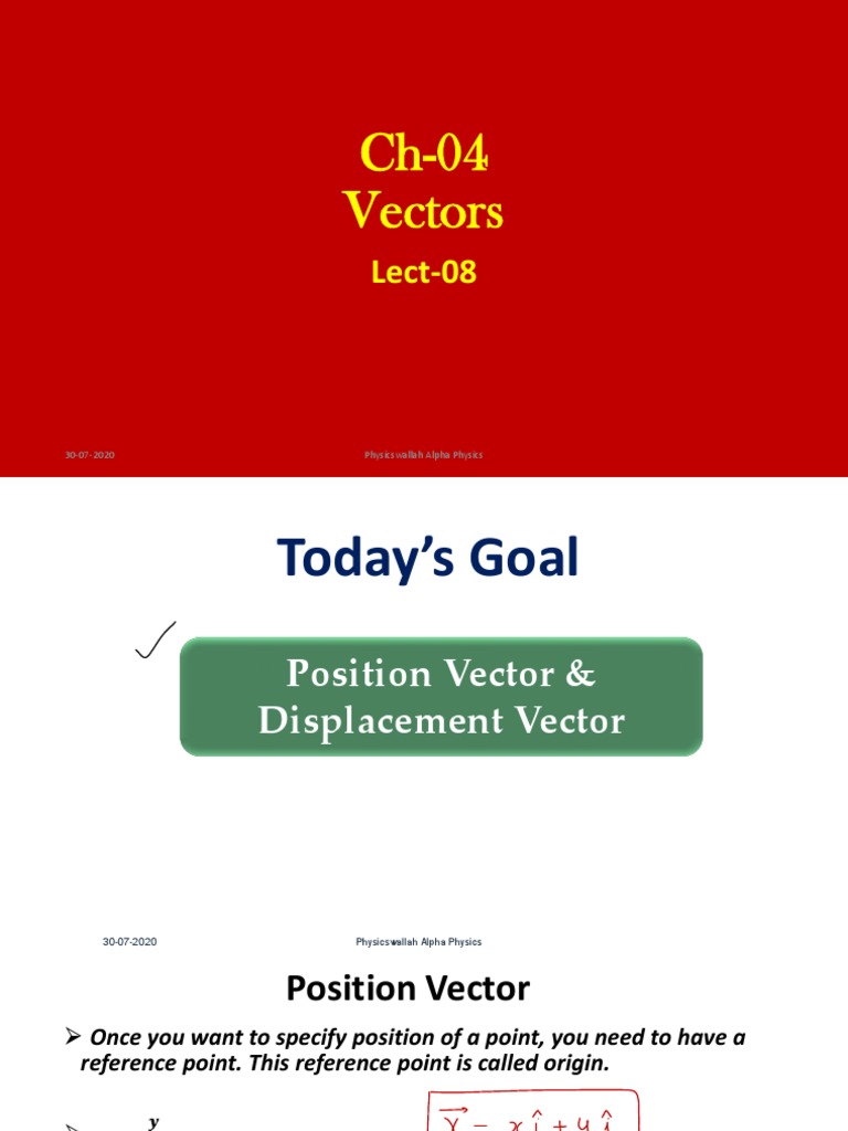 Class 11 Alpha Physics - Chapter 04 - Vectors (Lect-08) | PDF | Euclidean Vector | Rotation ...