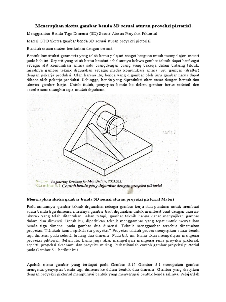 GB Tek Menerapkan Sketsa Gambar Benda 3D Sesuai Aturan Proyeksi Pictorial | PDF | Metode & Bahan ...