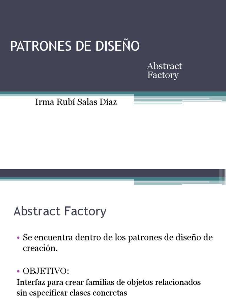 Introducción al patrón de diseño Abstract Factory | PDF