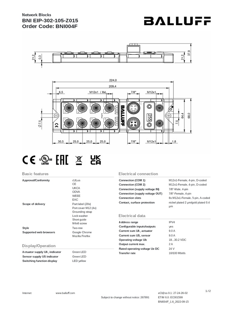 Datasheet BNI004F 267891 en | PDF | Computer Network | Manufactured Goods