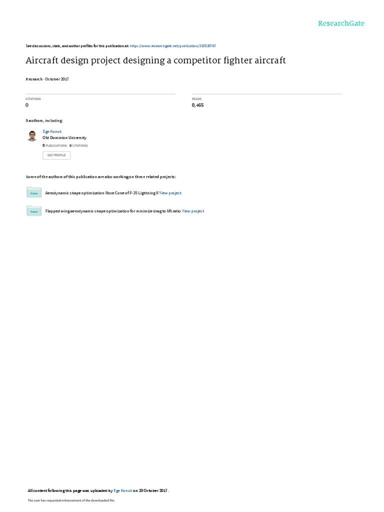 Aircraft Design Project Designing A Competitor Fighter Aircraft | PDF ...