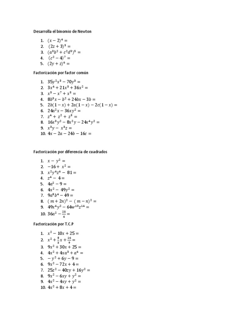 Tarea Factorización | PDF