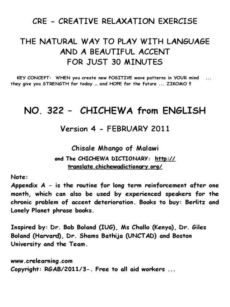 Chichewa | Download Free PDF | Breathing | Accent (Sociolinguistics)