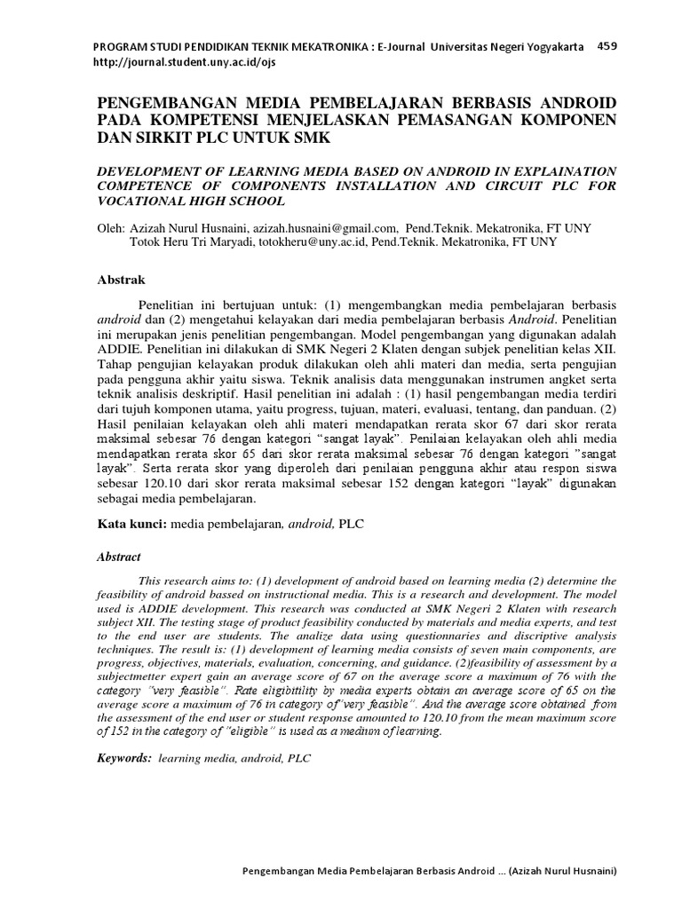 Pengembangan Media Pembelajaran Berbasis Android Pada Kompetensi Menjelaskan Pemasangan Komponen ...