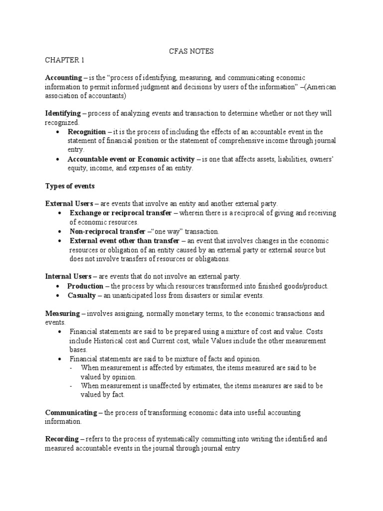 Cfas Notes | PDF | Financial Statement | Accounting