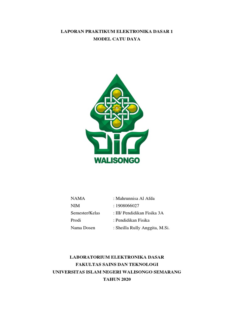 Laporan Praktikum Catu Daya - Mahrunnisa Al Afda - 1908066027 PF 3a ...