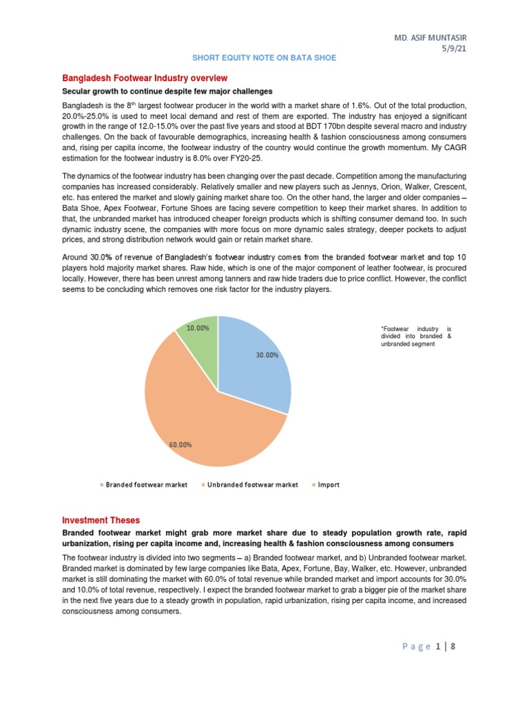 Short Equity Note - Bata Shoe | PDF | Footwear | Economic Growth