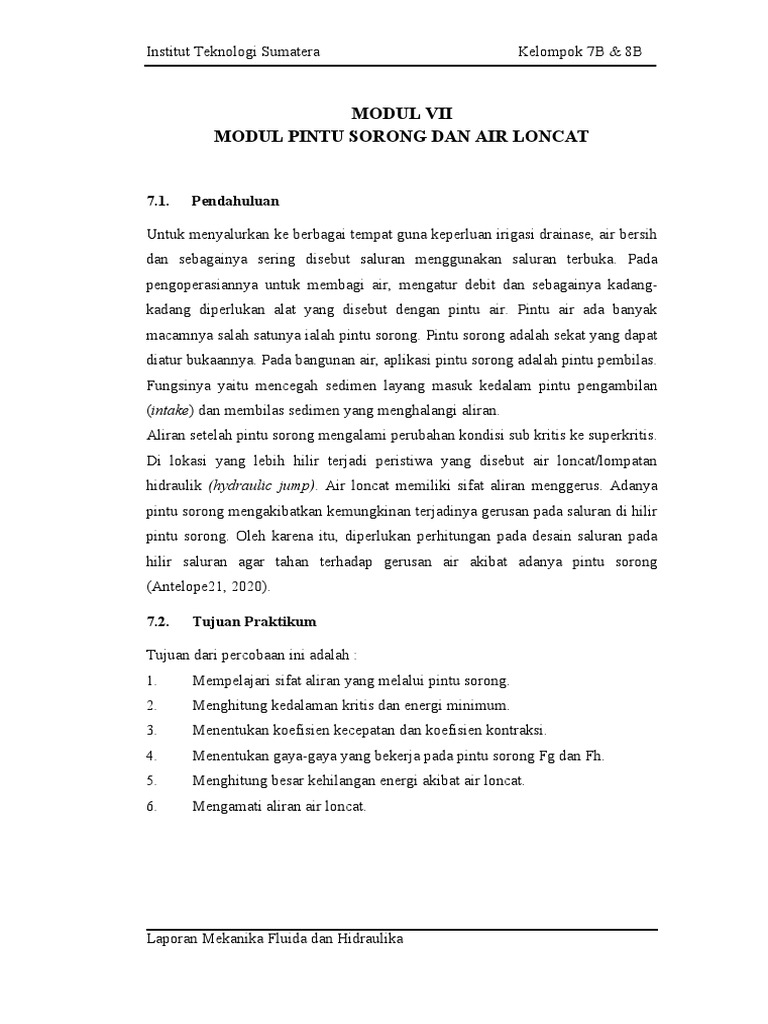 Laporan Modul 7 Mekflu-1 | PDF | Sains & Matematika