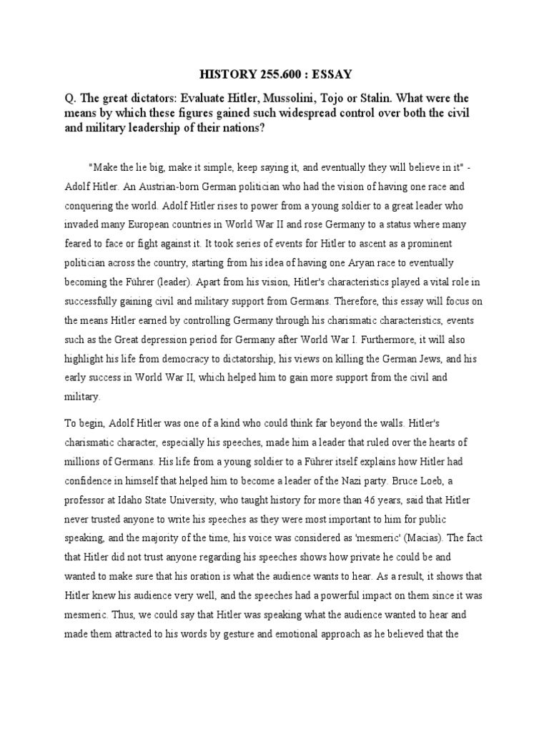 History Essay | PDF | Adolf Hitler | Nazi Germany