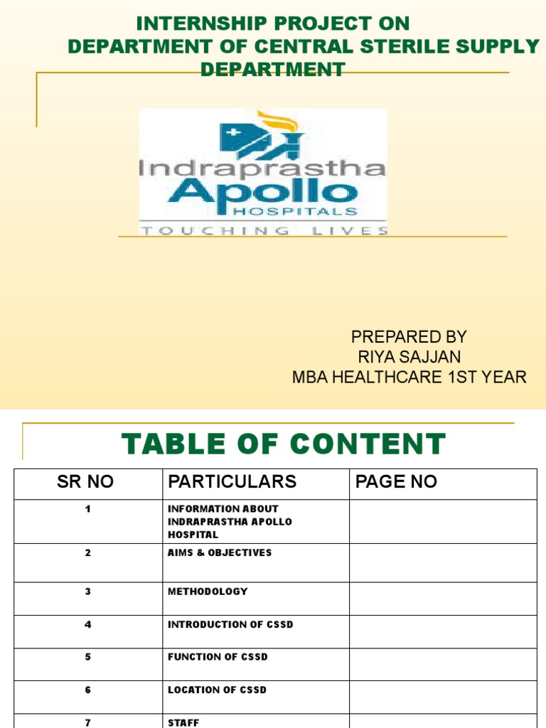 CSSD Project Final Project | PDF | Sterilization (Microbiology ...