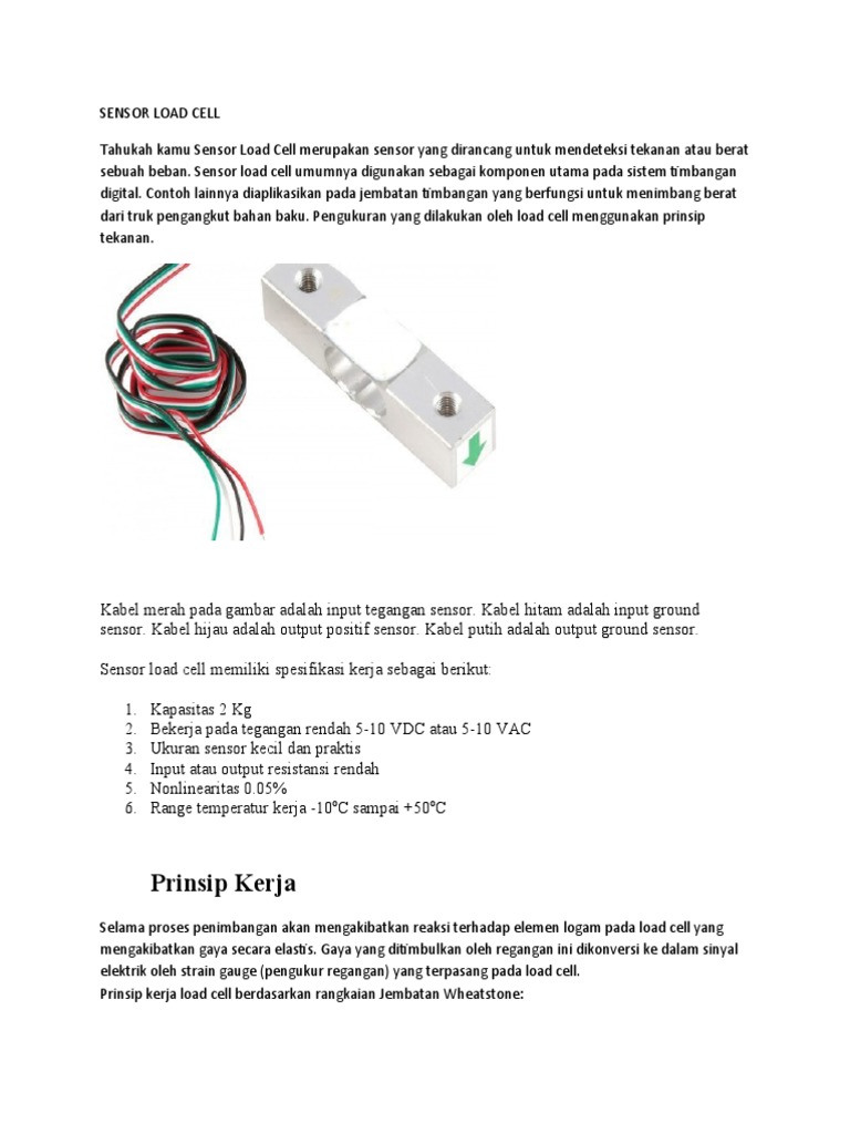 Memahami Sensor Load Cell dan Fungsinya | PDF