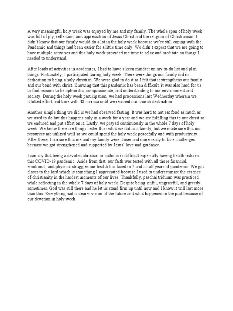 Reflection Holy Week | PDF | Jesus | Abrahamic Religions