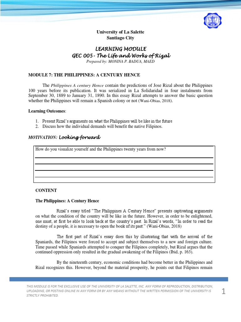 Gec 005 Module 7 | PDF | Philippines | Essays
