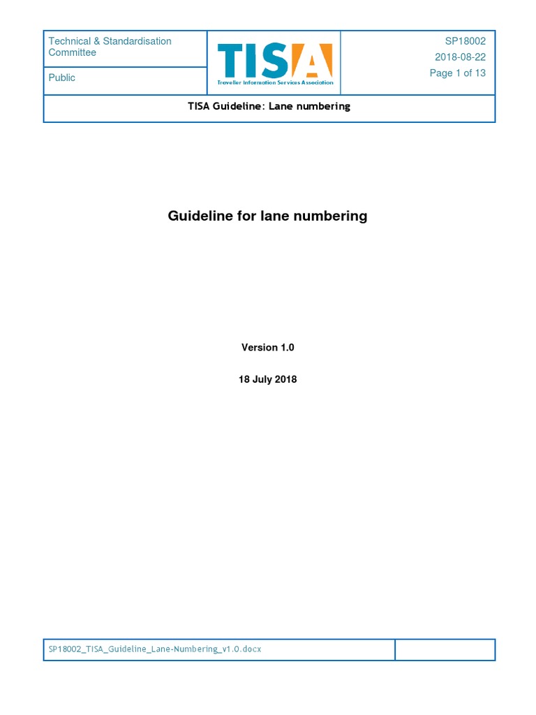 TISA Lane Numbering Guidelines | PDF | Boolean Data Type | Traffic