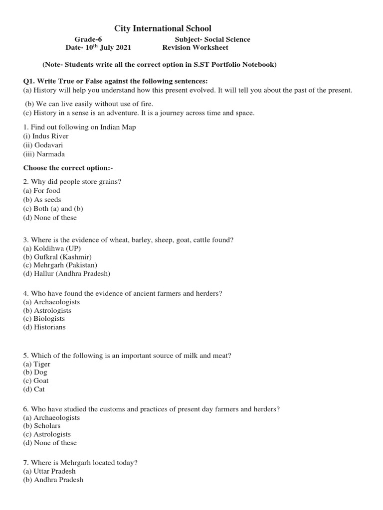 Grade 6 Social Science Revision Worksheet PDF | PDF | Planets | Earth