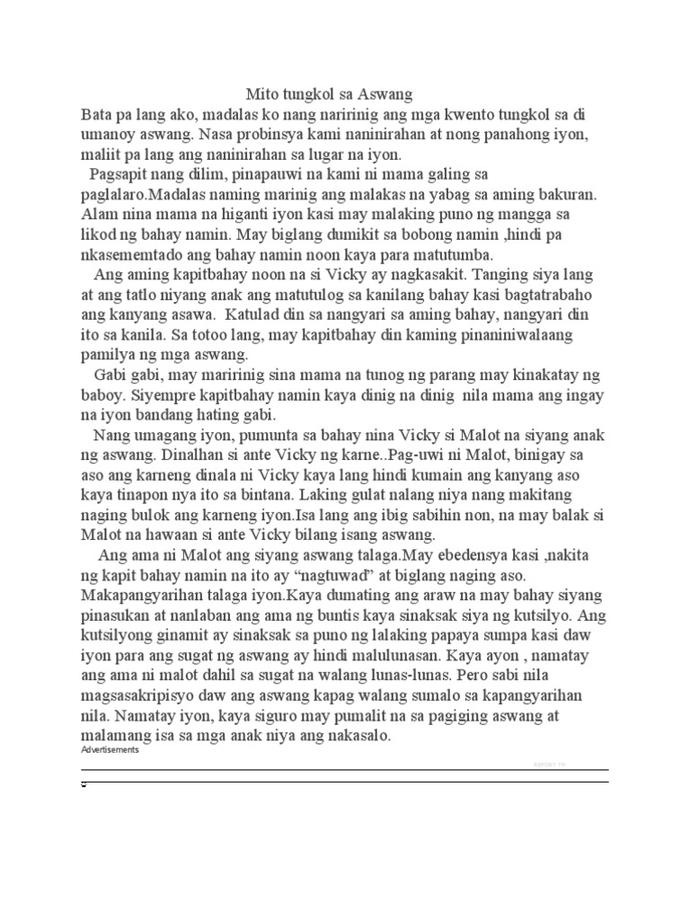 Mito Tungkol Sa Aswang | PDF