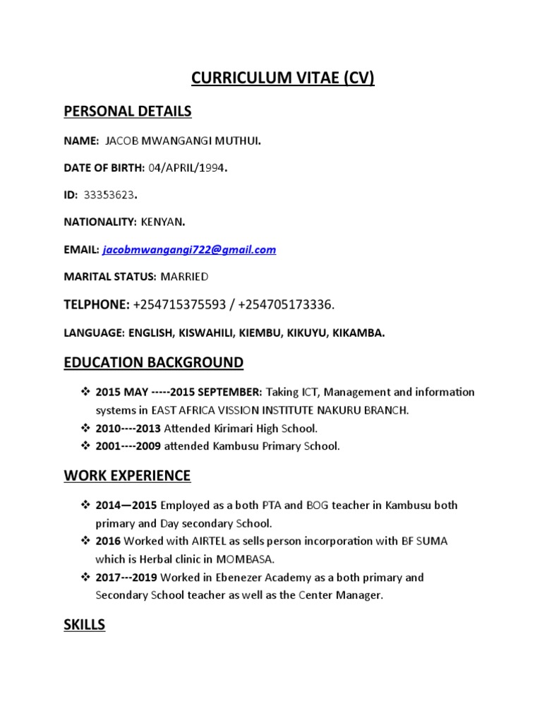 Curriculim Vitea Dida | PDF | Communication