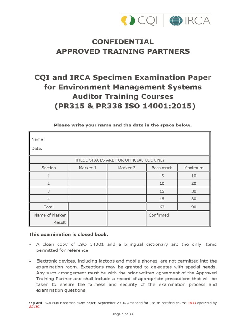 11 EMS Specimen Exam Paper | PDF